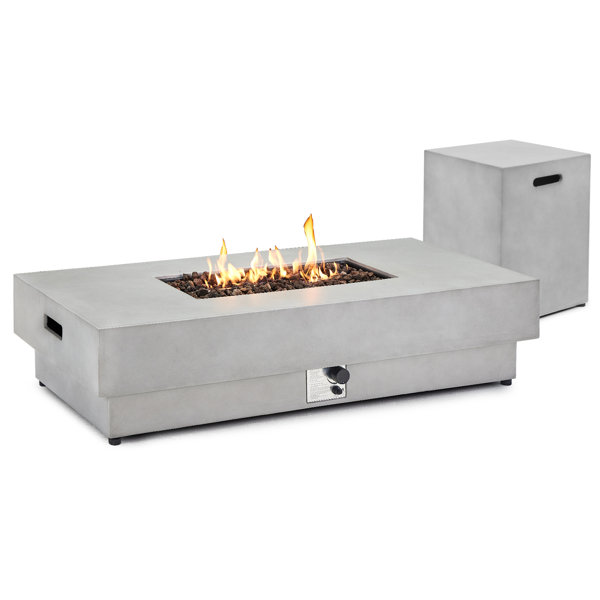 Latitude Run® 60" Outdoor Propane Fire Pit table with Tank Cover Table, 50,000 BTU, Concrete ...